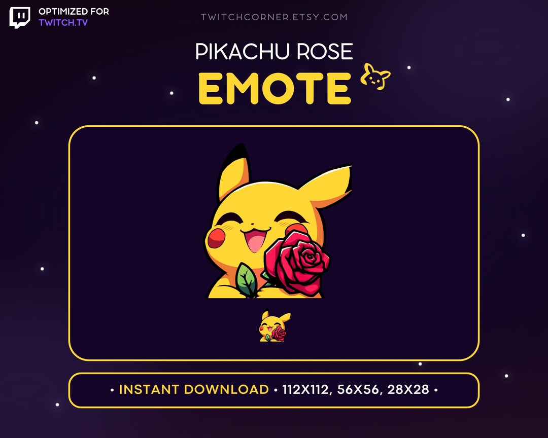 Valentines Day Pikachu Twitch Emote Pokemon Twitch Emote, Flower Emote ...