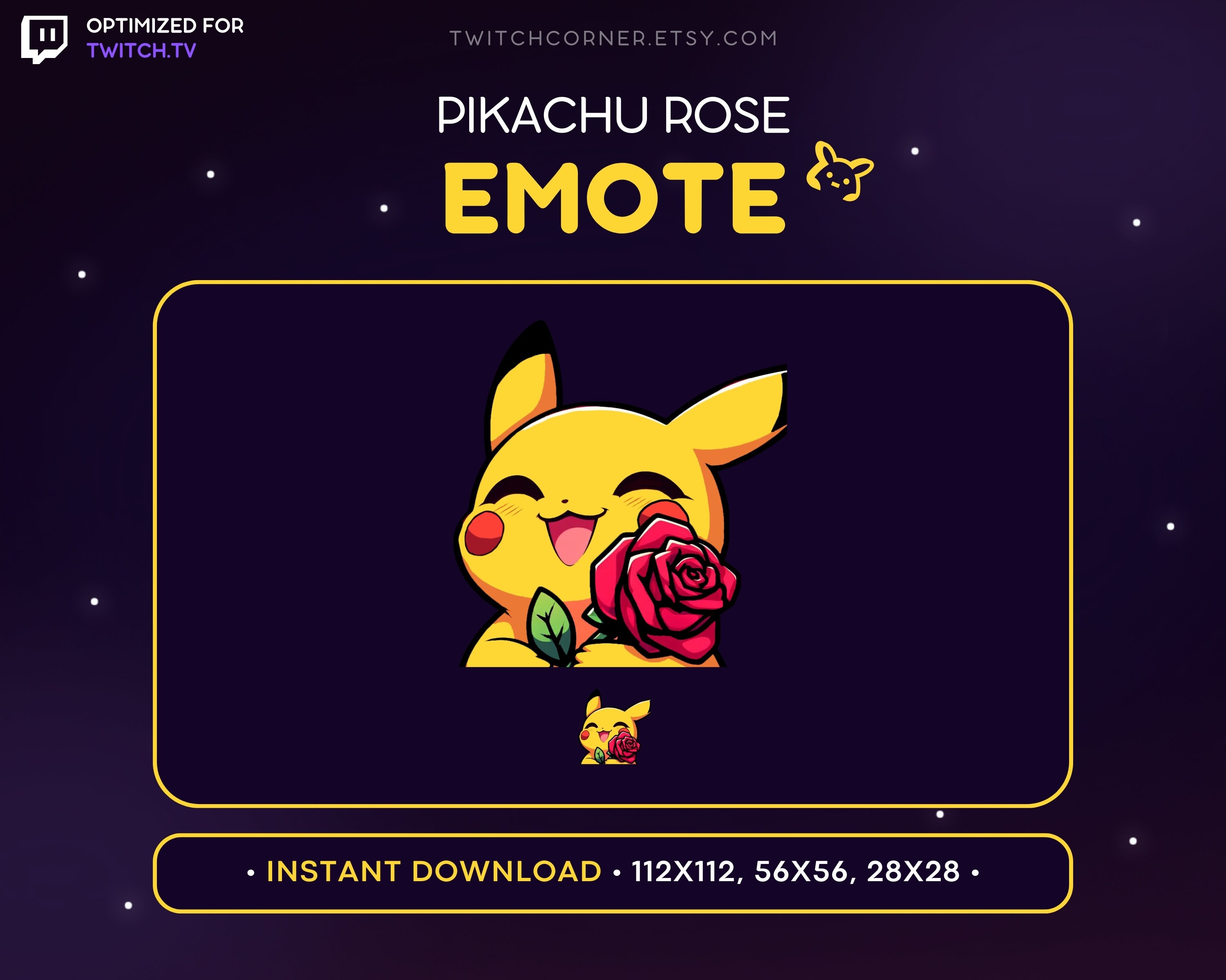 Valentines Day Pikachu Twitch Emote Pokemon Twitch Emote, Flower Emote ...