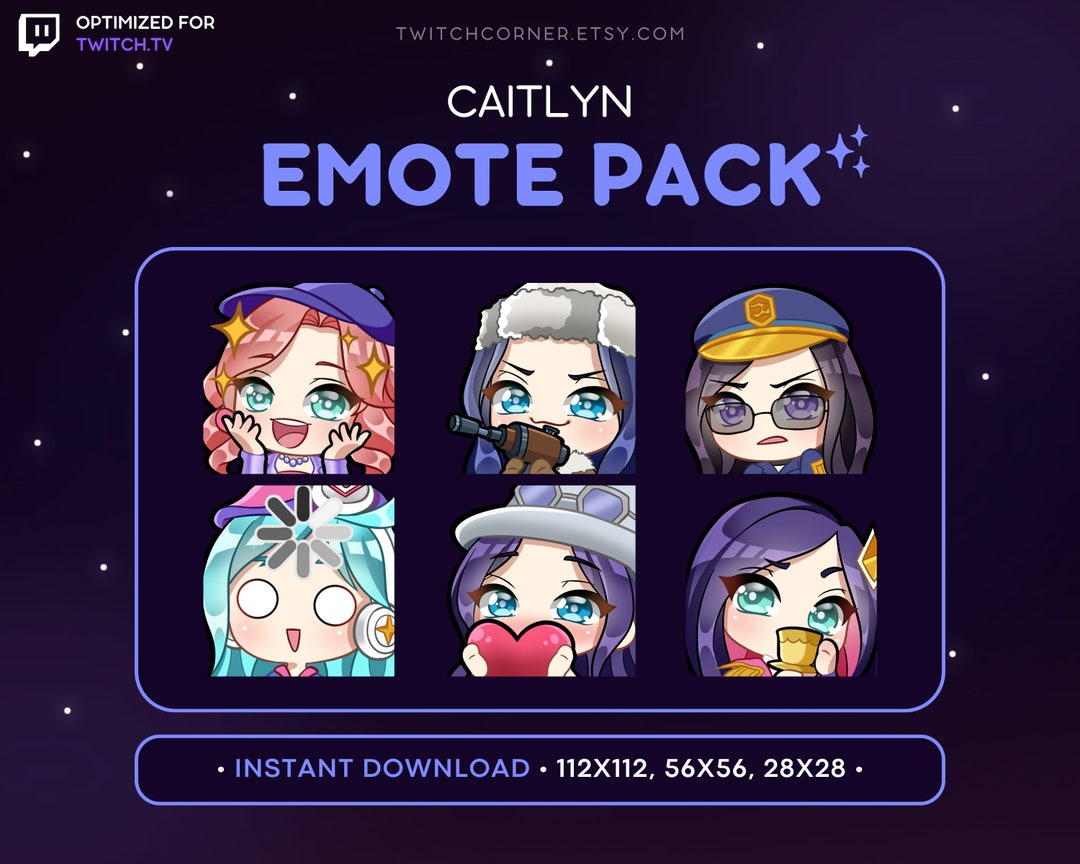 Caitlyn Twitch Emote Pack Cait Emote, League of Legends Twitch Emote ...