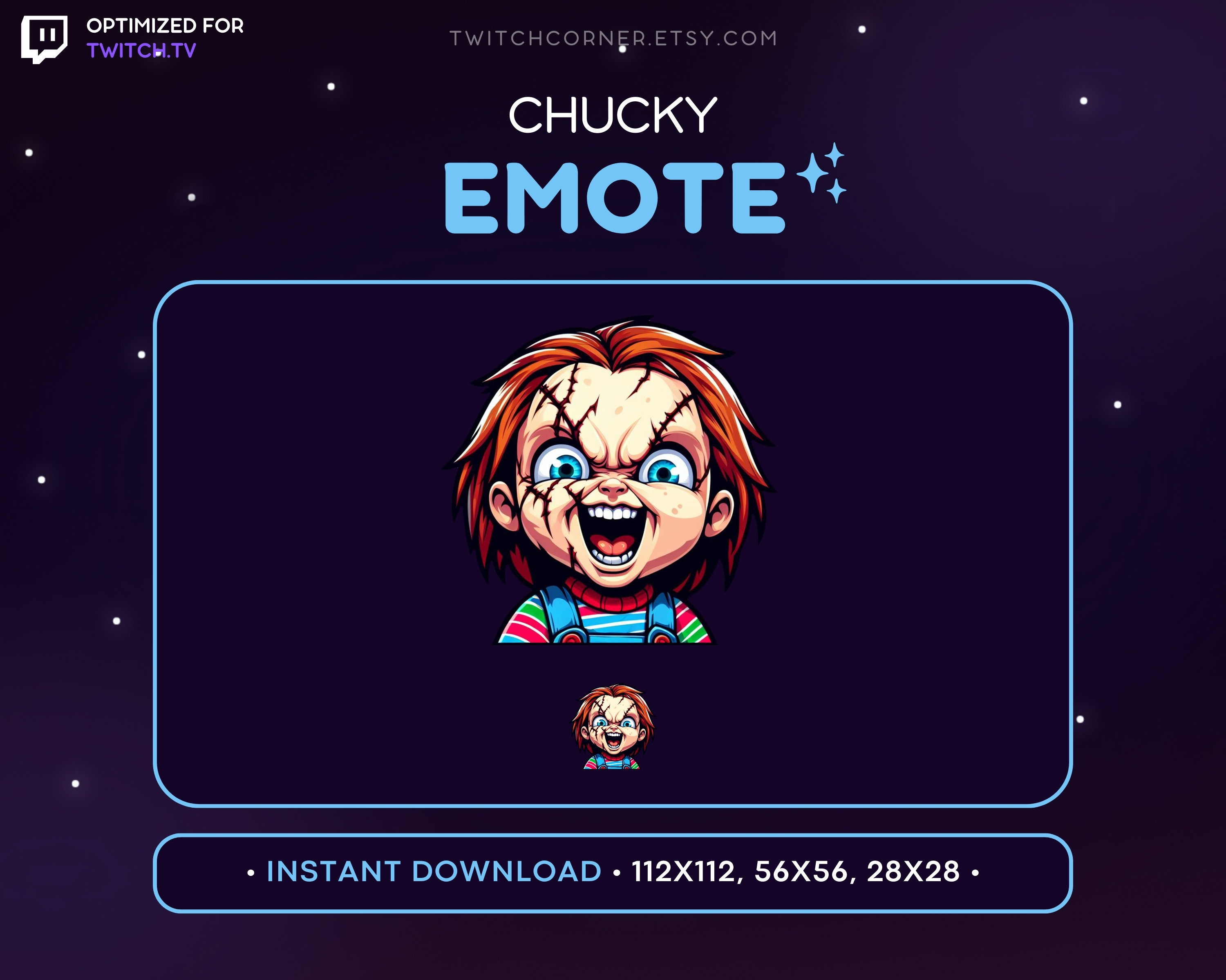 Chucky Twitch Emote Horror Emote for Twitch, Horror Discord Emote ...