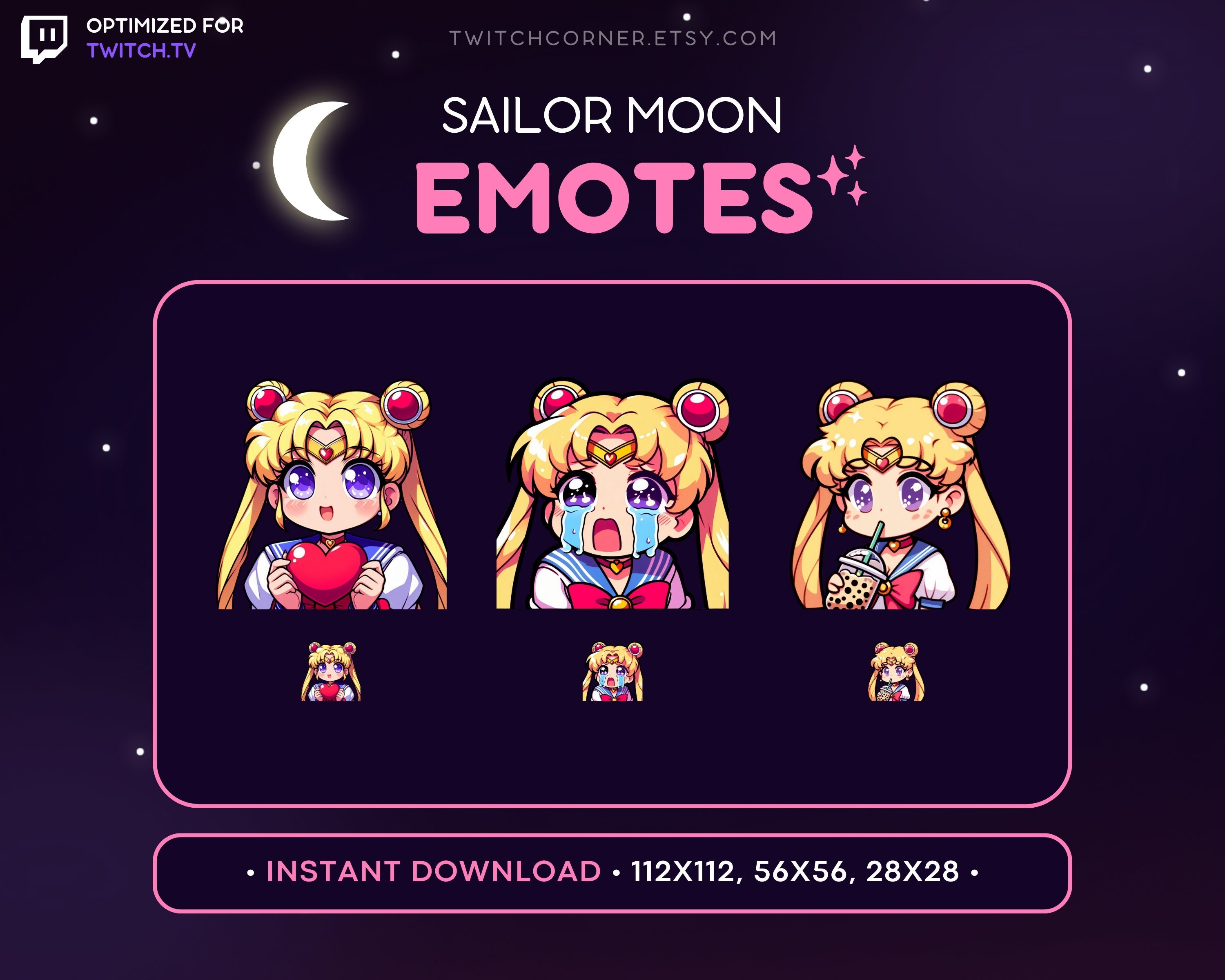 Sailor Moon Twitch Emote Pack Cute Sailor Moon Emote for Twitch, Sailor ...