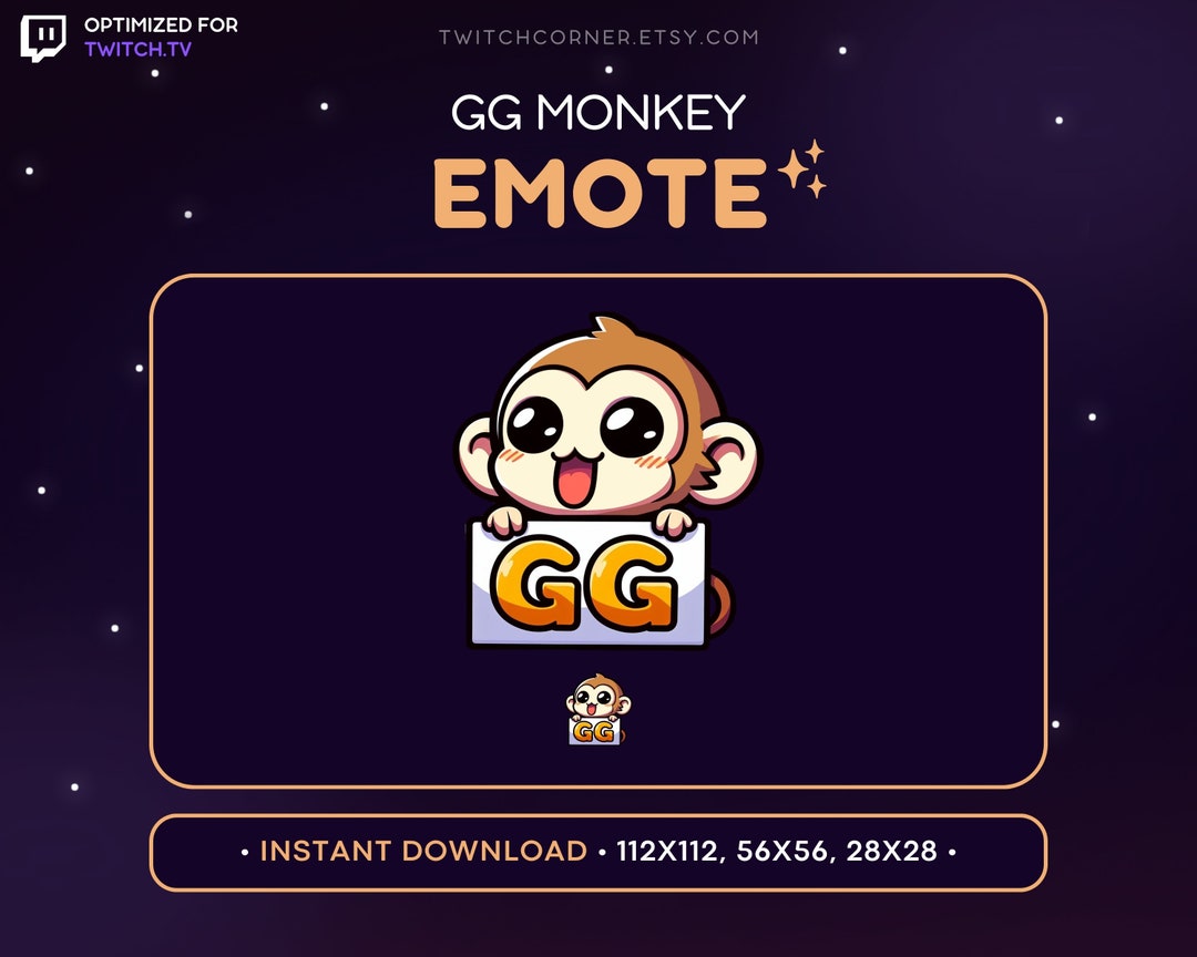 GG Monkey Twitch Emote Cute Monkey Good Game Twitch Emote, Easy Monkey ...