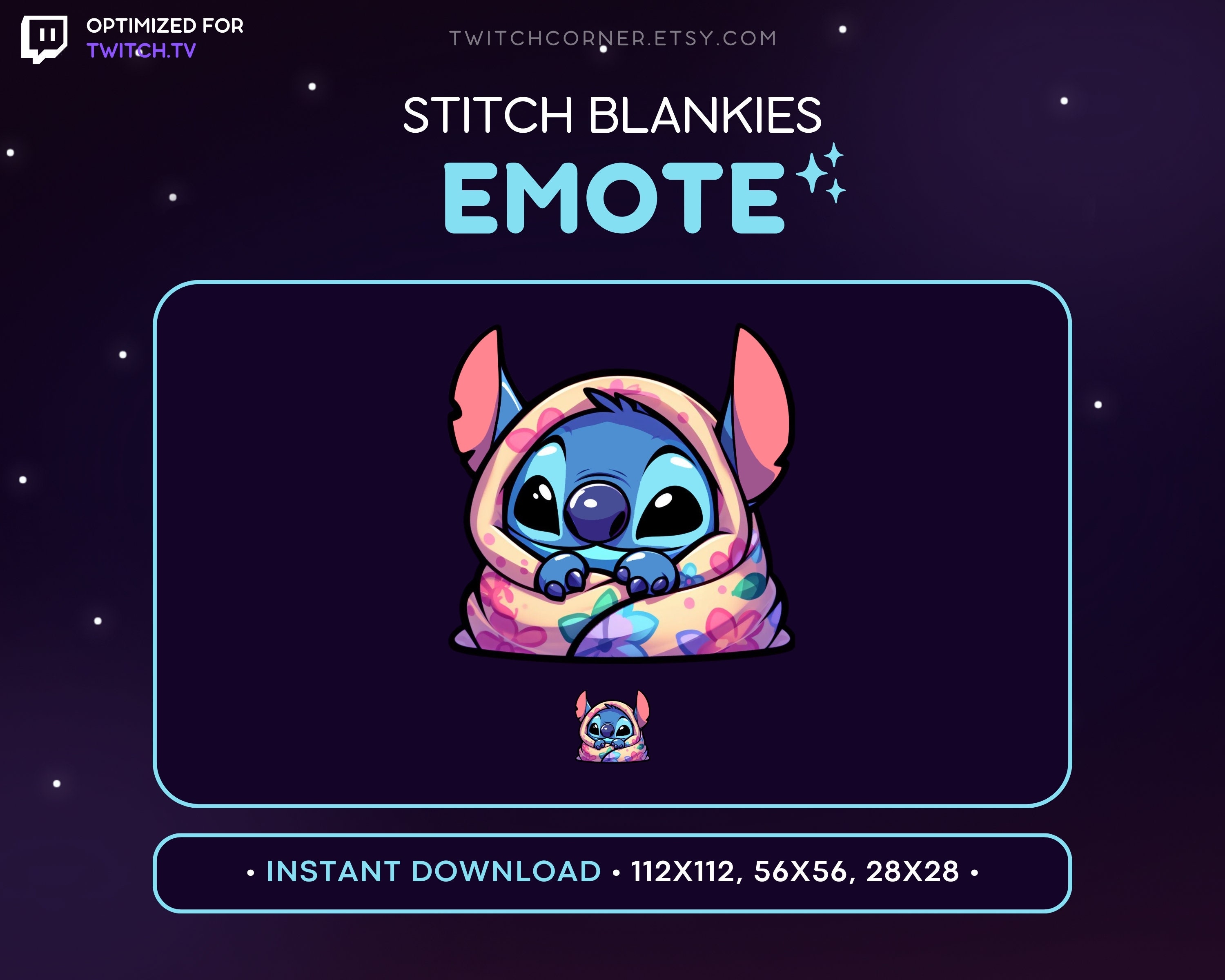 Süßes Stitch Twitch Emote Stitch Blankies Emote, Stitch Lurk Emote ...