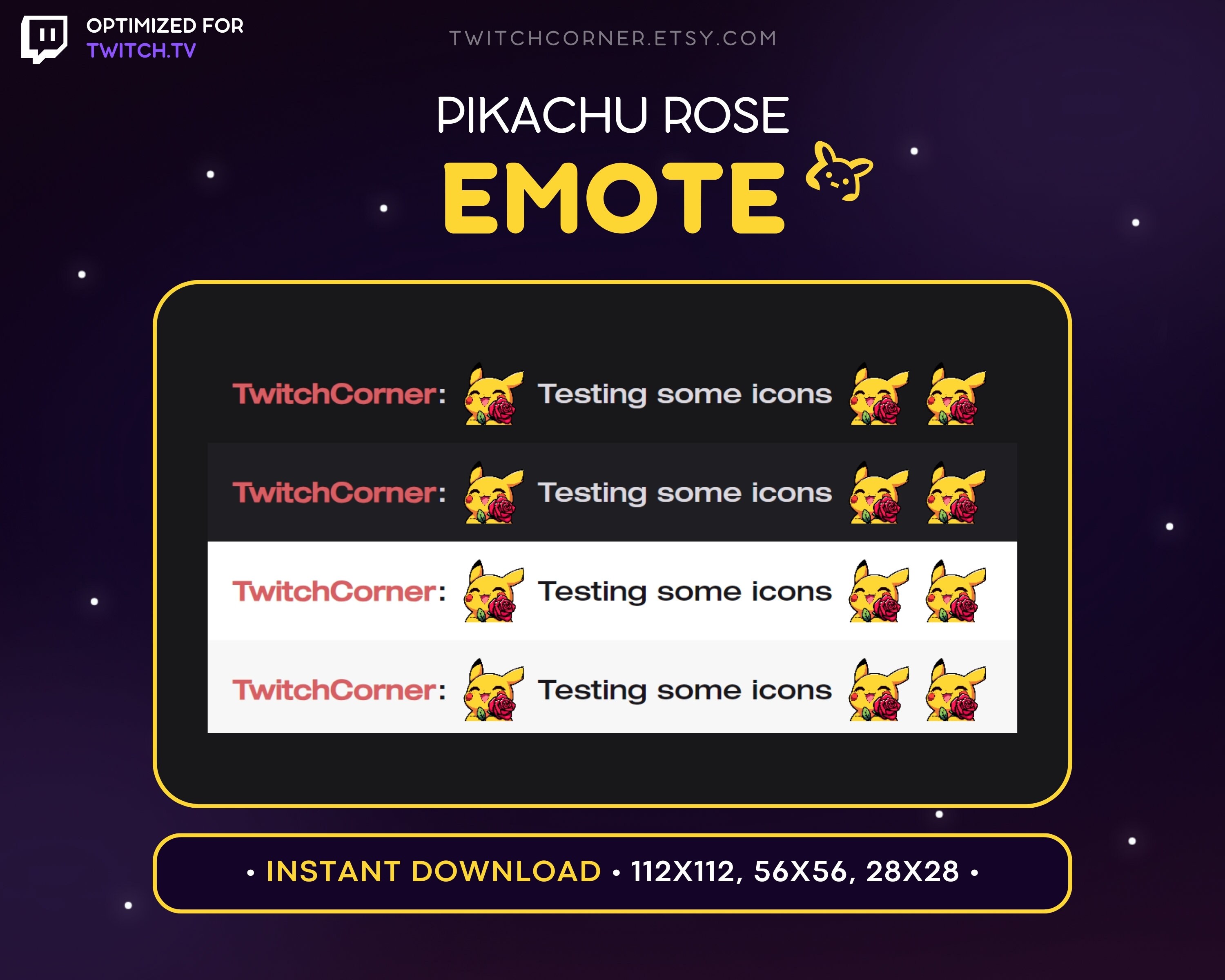Valentines Day Pikachu Twitch Emote Pokemon Twitch Emote, Flower Emote ...