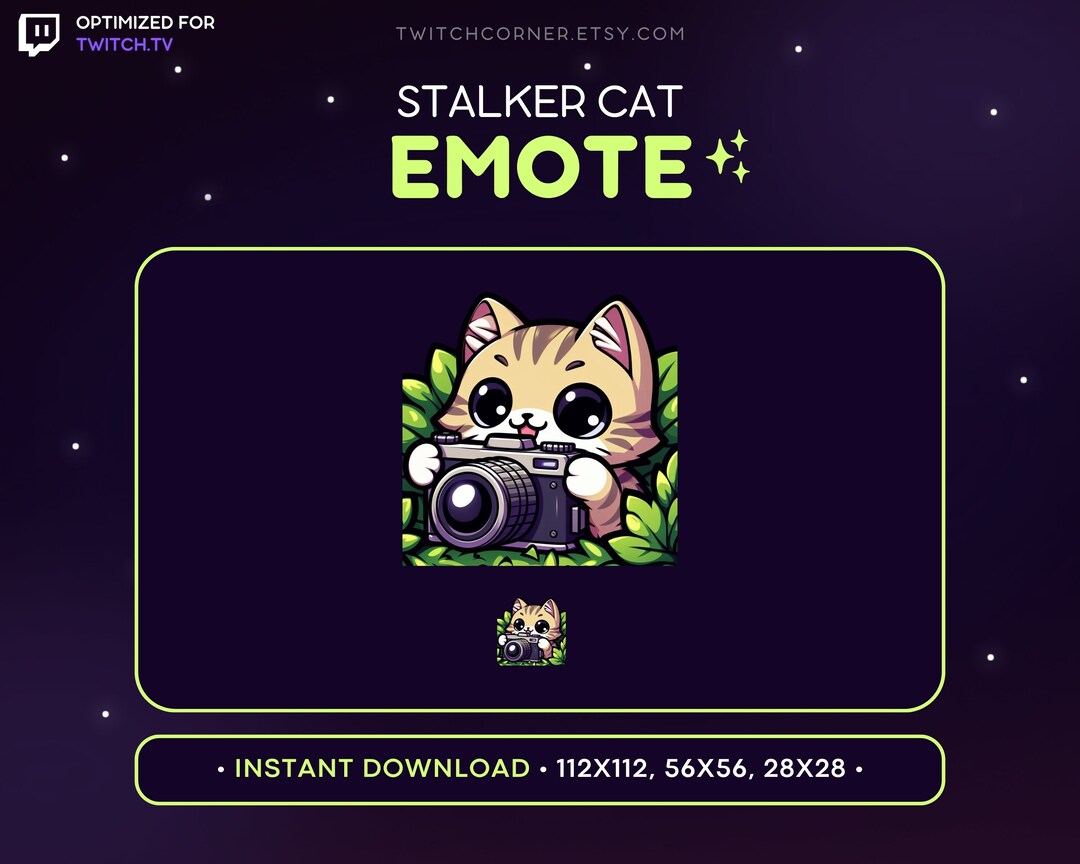 Cute Stalker Cat Twitch Emote Kawaii Cat Emote for Twitch, Cute Camera Cat Emote Twitch, Hiding ...
