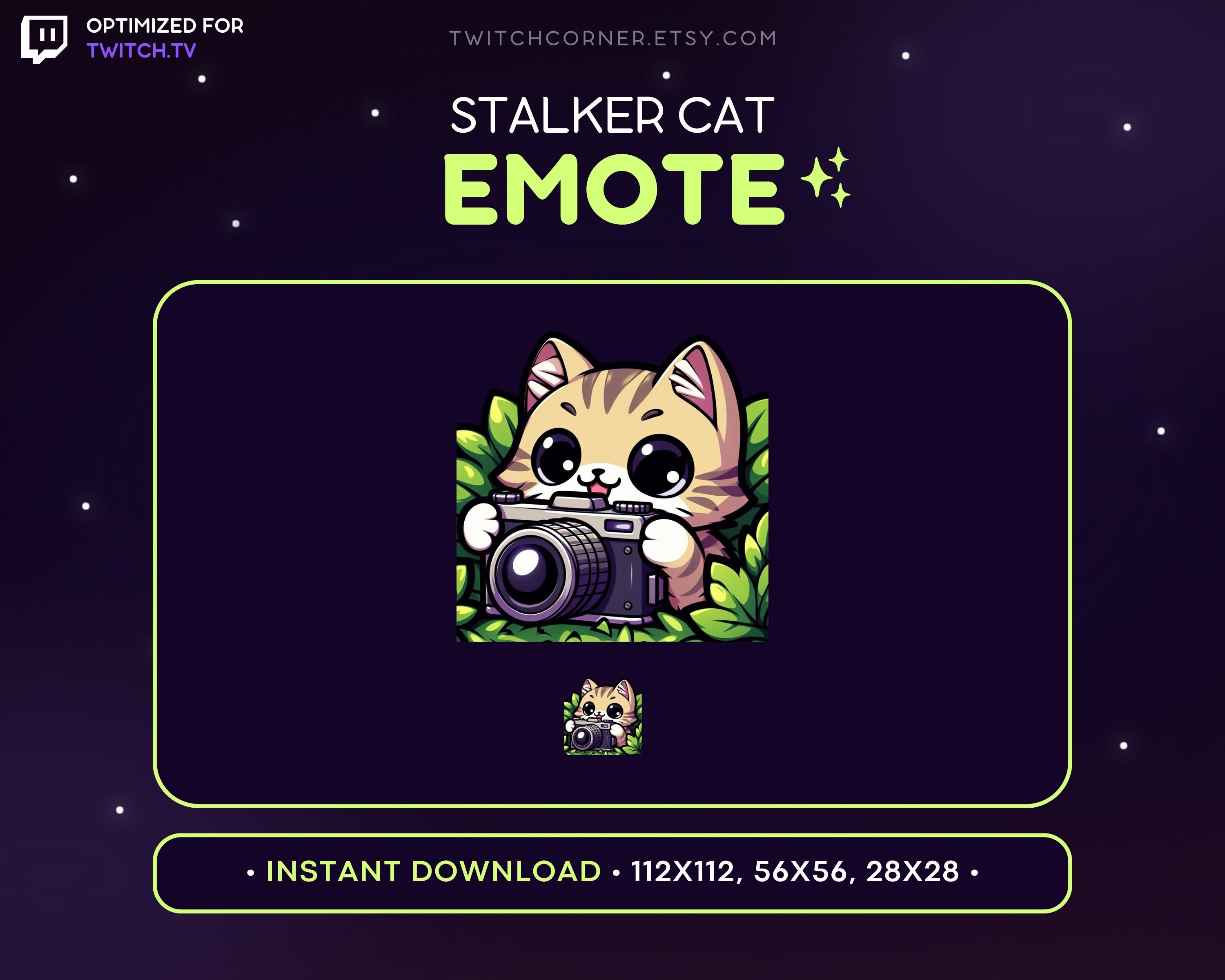 Cute Stalker Cat Twitch Emote Kawaii Cat Emote for Twitch, Cute Camera ...
