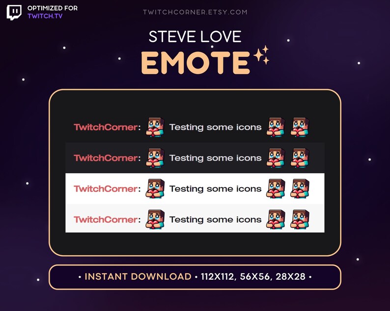 Love Steve Twitch Emote Minecraft Twitch Emote, Cute Steve Emote, Steve ...