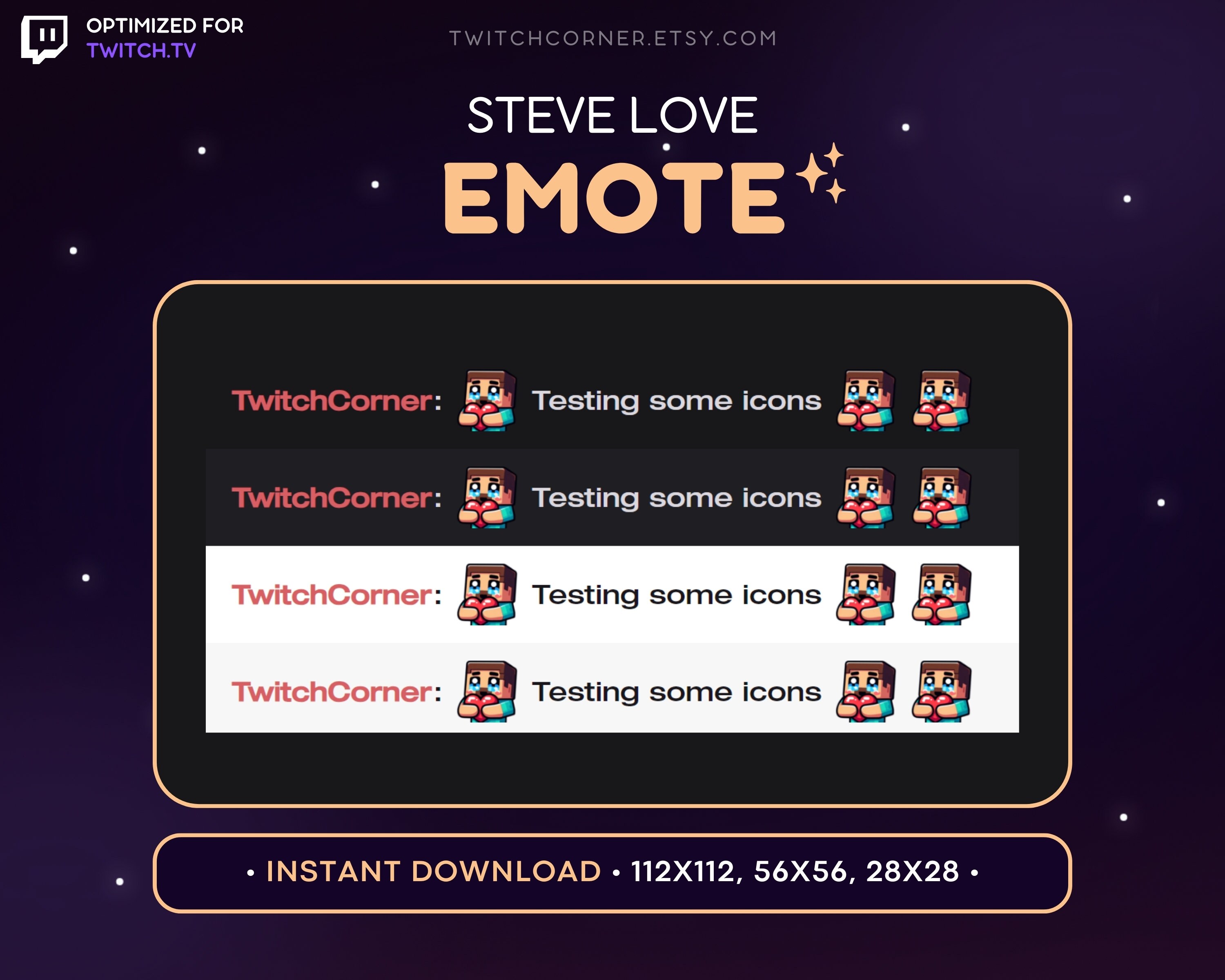 Love Steve Twitch Emote Minecraft Twitch Emote, Cute Steve Emote, Steve ...