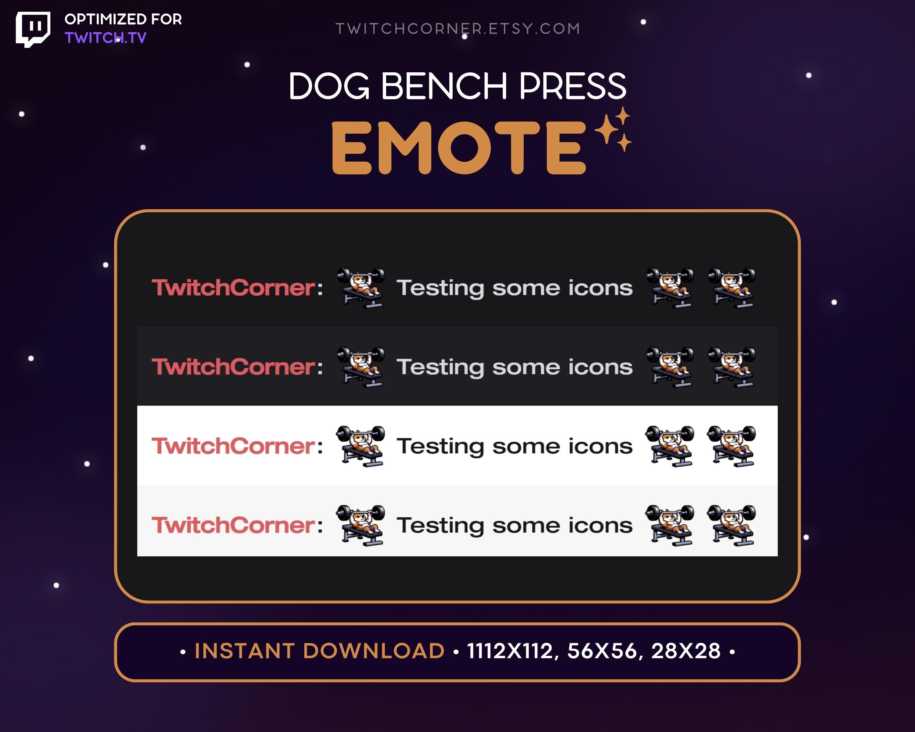 Strong Dog Twitch Emote Dog Bench Press Emote for Twitch - Etsy Australia
