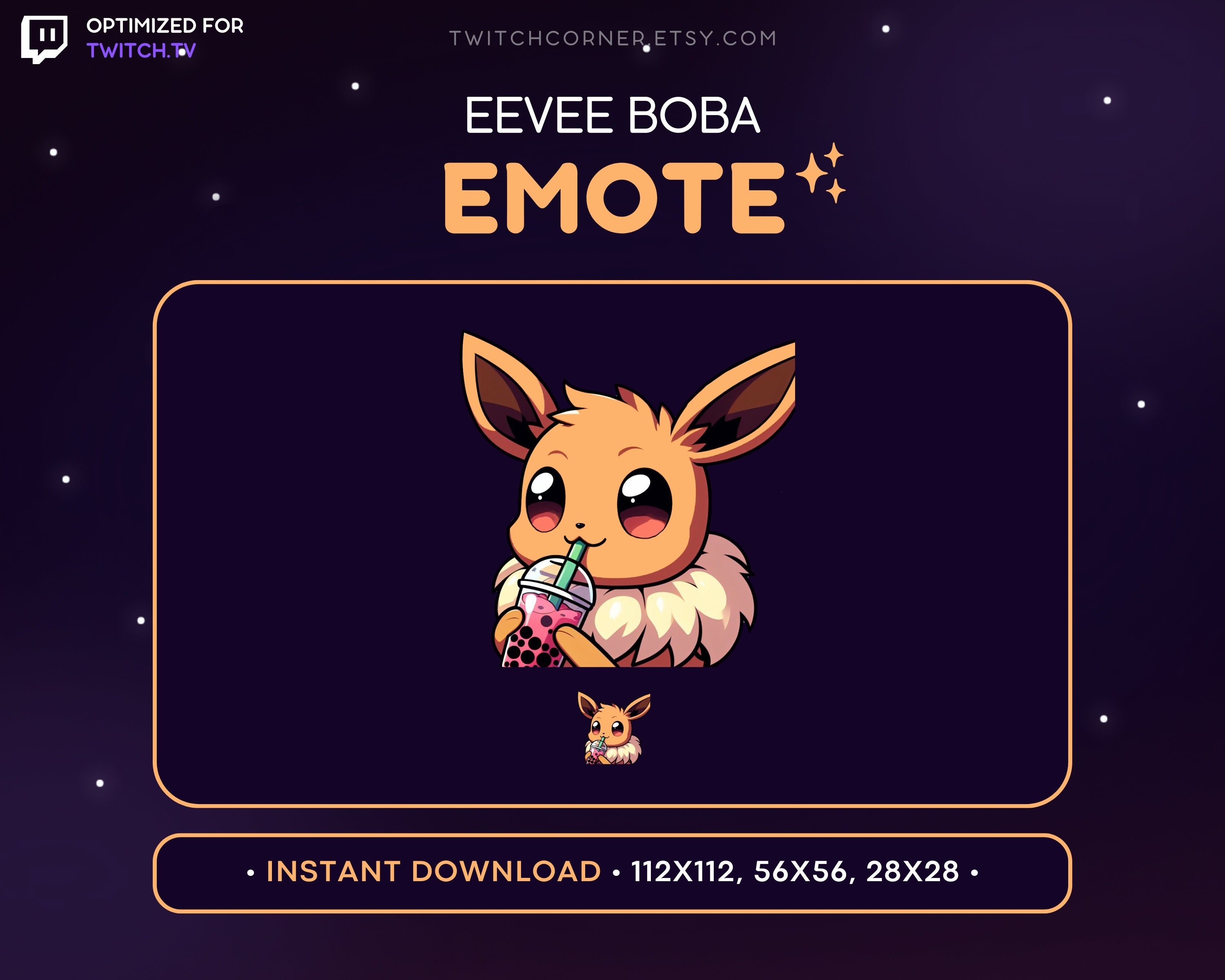 Cute Eevee Twitch Emote Boba Eevee Discord Emote, Eevee Drink Emote ...