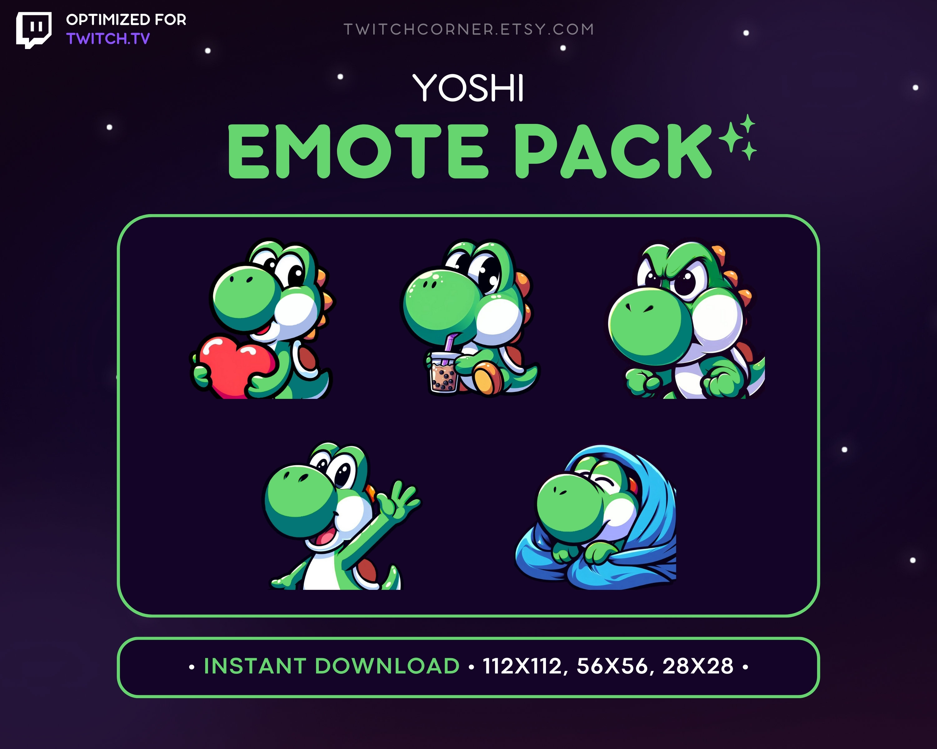 Yoshi Twitch Emote Yoshi Emote Pack for Twitch, Yoshi Discord Emote, Twitch Graphics, Twitch ...