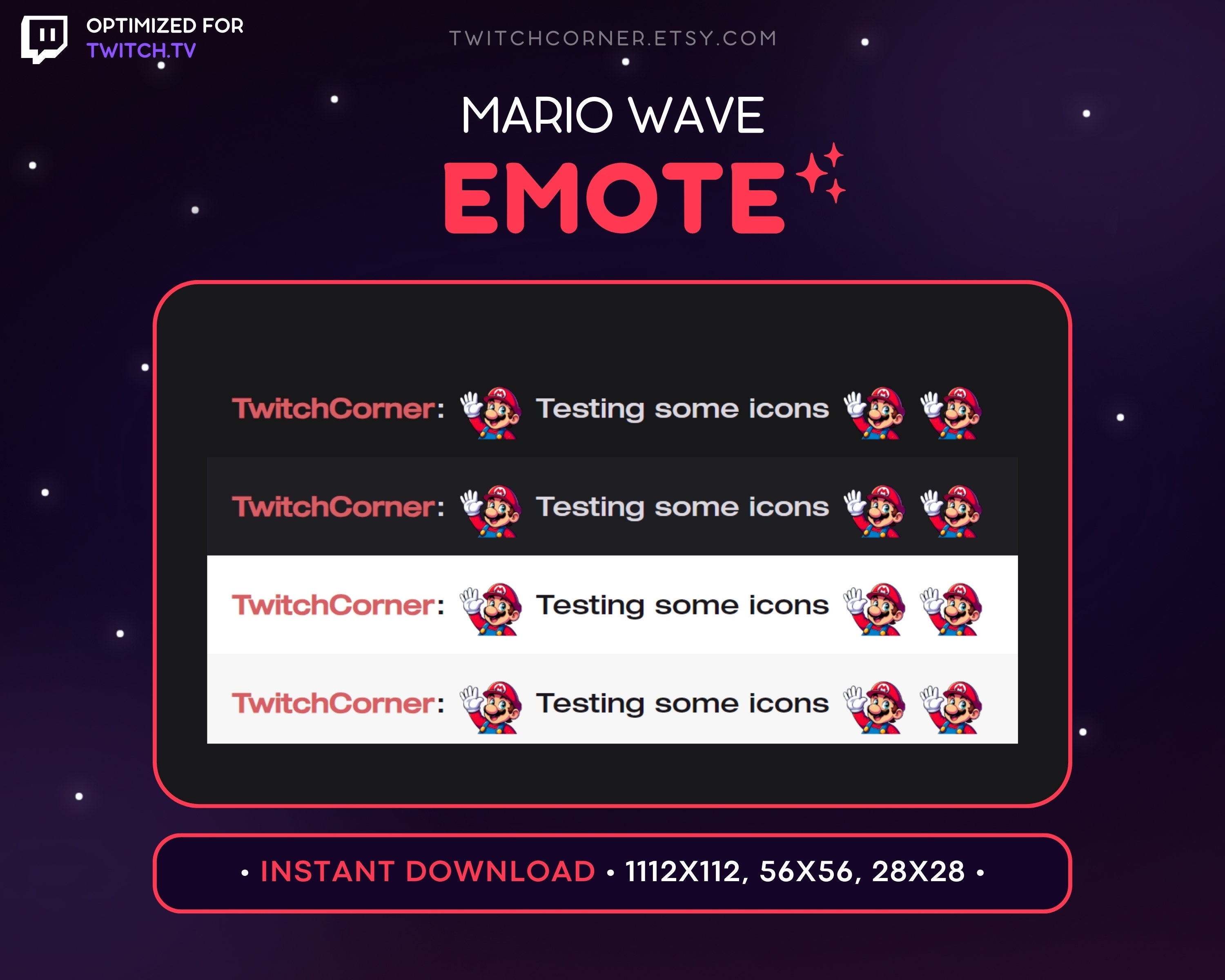 Mario Twitch Emote Mario Waving Emote for Twitch, Mario Discord Emote ...