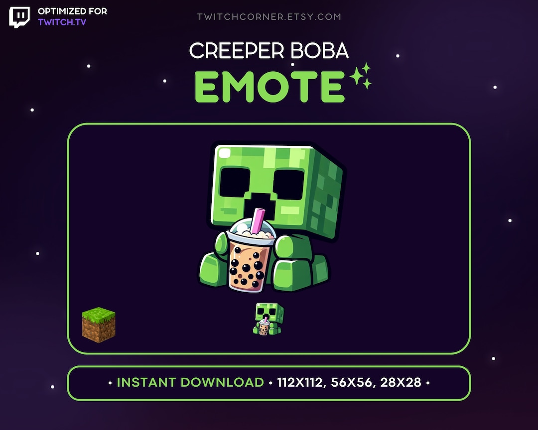 Bubble Tea Creeper Twitch Emote Minecraft Twitch Emote, Cute Creeper ...