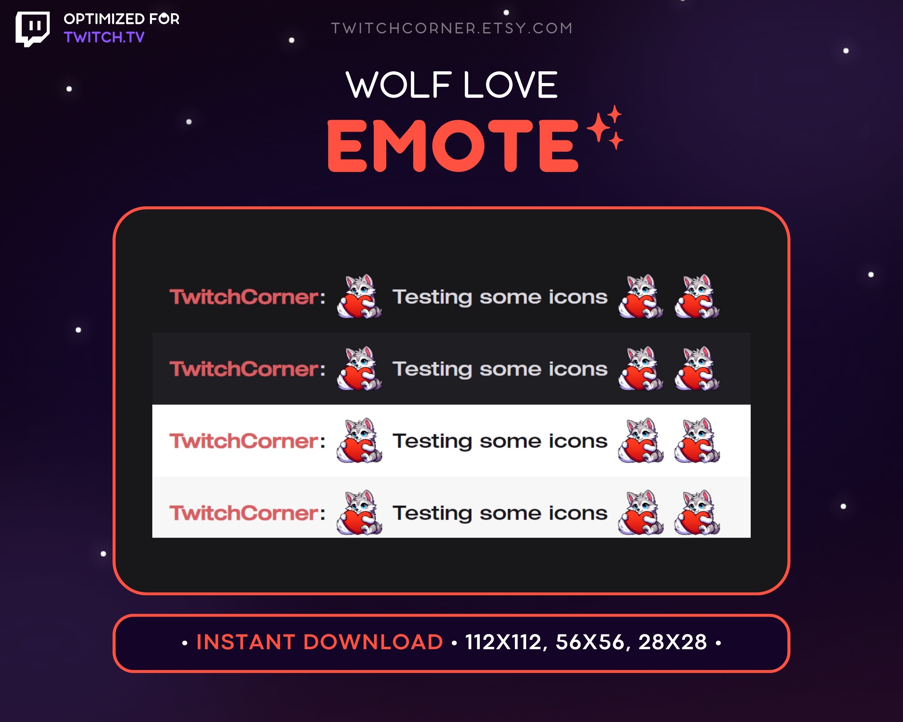 Love Wolf Twitch Emote Heart Wolf Emote for Twitch, Wolf Discord Emote ...