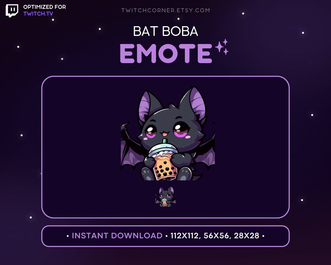 Lindo Bat Twitch Emote Boba Bat Emote para Twitch, Boba Bat Emote ...