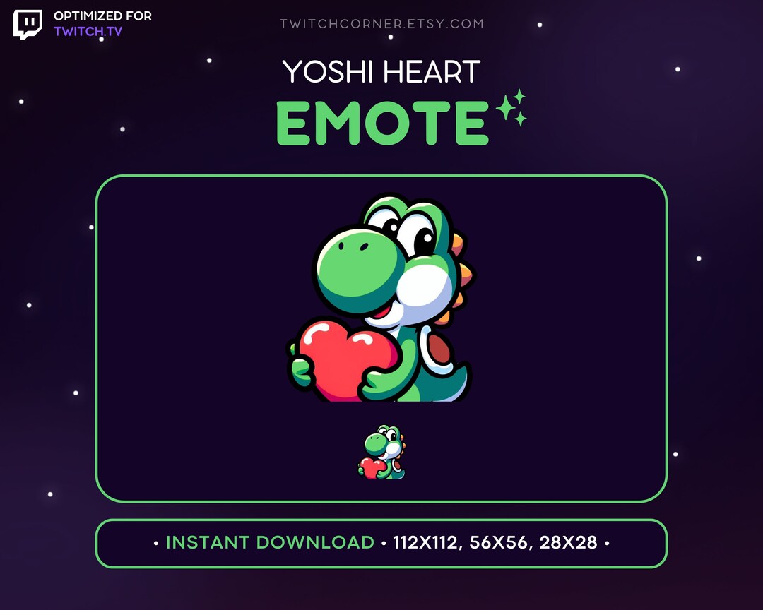 Yoshi Twitch Emote Yoshi Love Emote para Twitch, Yoshi Discord Emote ...
