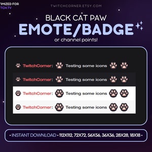 Cute Black Cat Paw Twitch Emote, Black Cat Paw Sub Badge or Cat Paw ...
