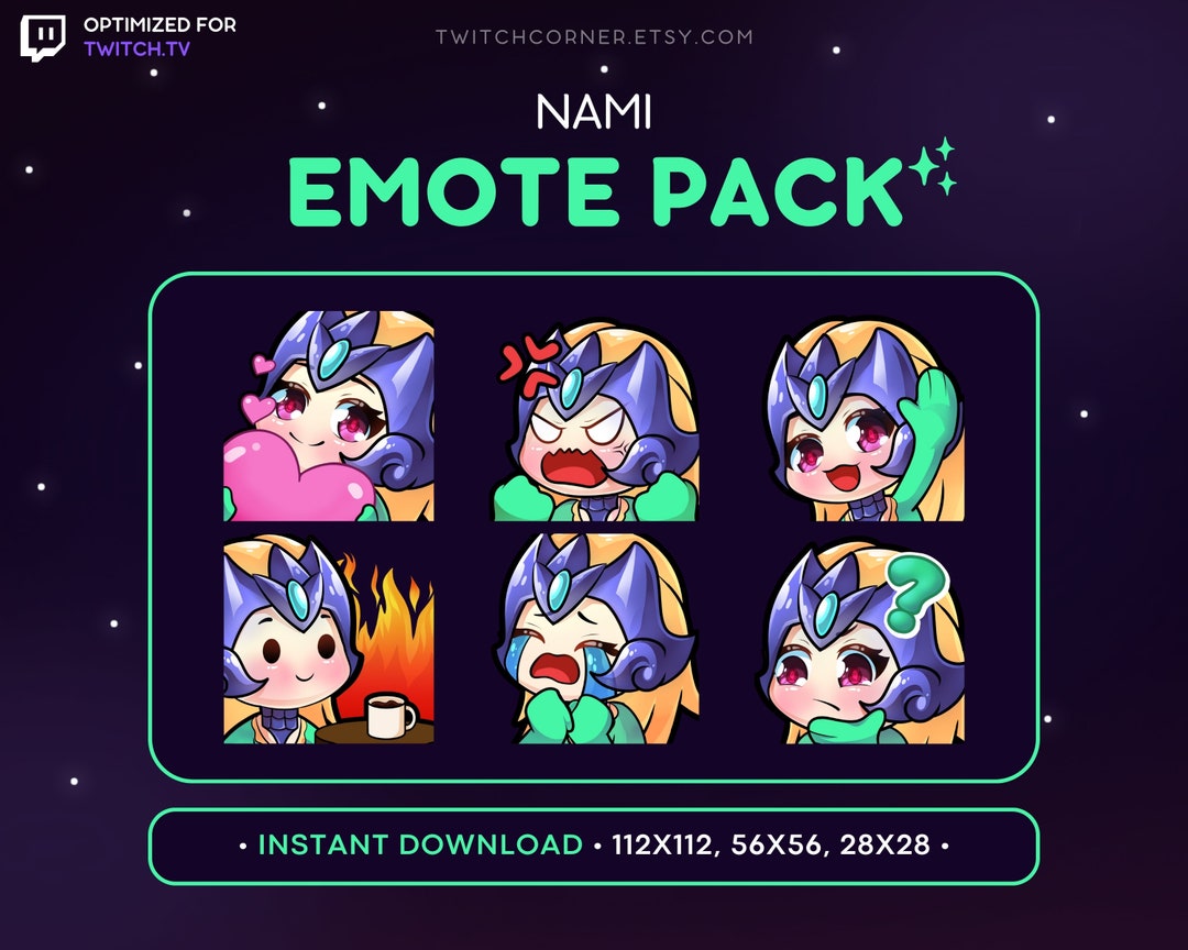 Nami Twitch Emote Pack Nami Emote, League of Legends Twitch Emote, Love ...