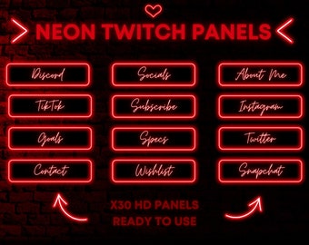 Red Neon Twitch Overlay Package - Etsy