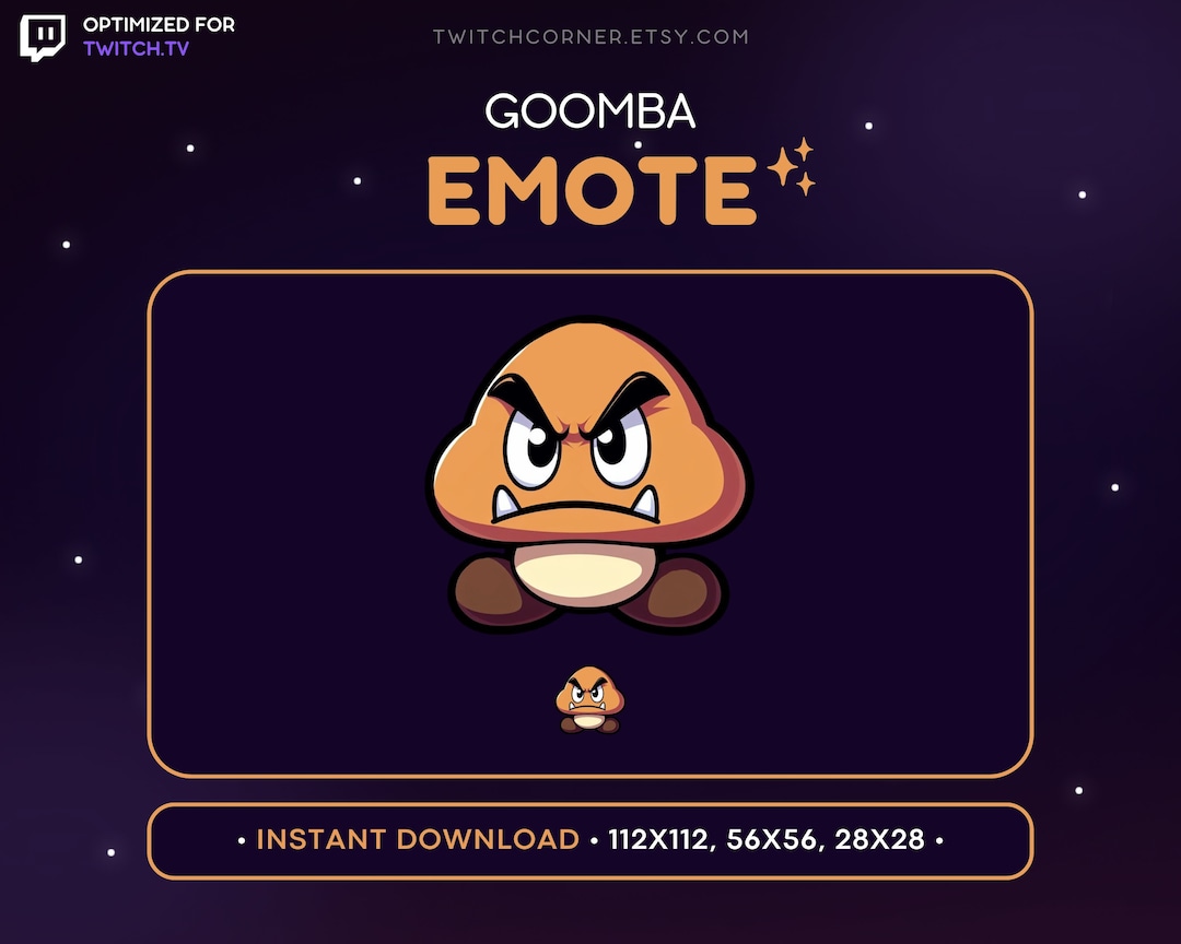 Goomba Twitch Emote Mario Emote for Twitch, Goomba Mad, Cute Emote ...