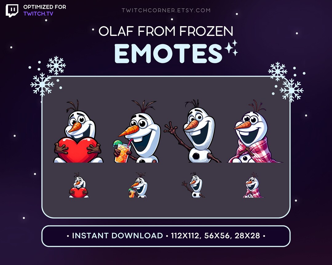 Frozen Olaf Twitch Emotes Olaf Emotes for Twitch, Cute Snowman Emote ...