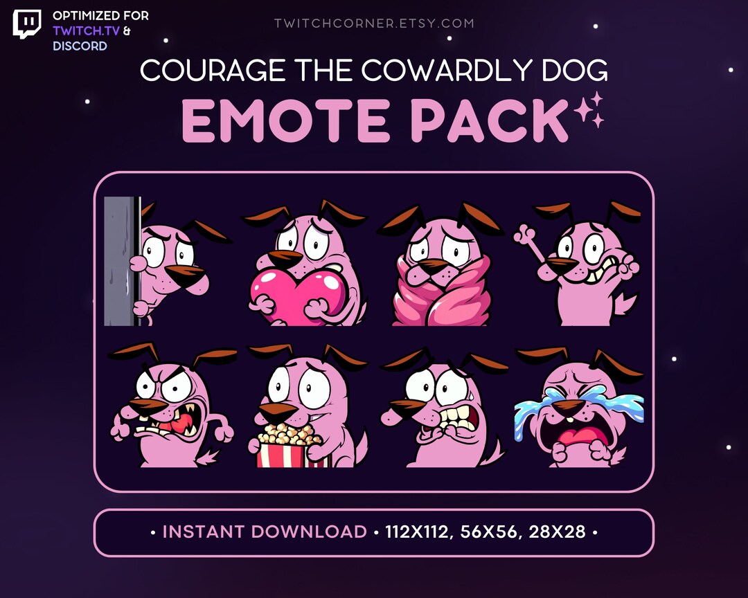 Courage the Cowardly Dog Twitch Emote Courage Emote Pack, Funny Dog ...