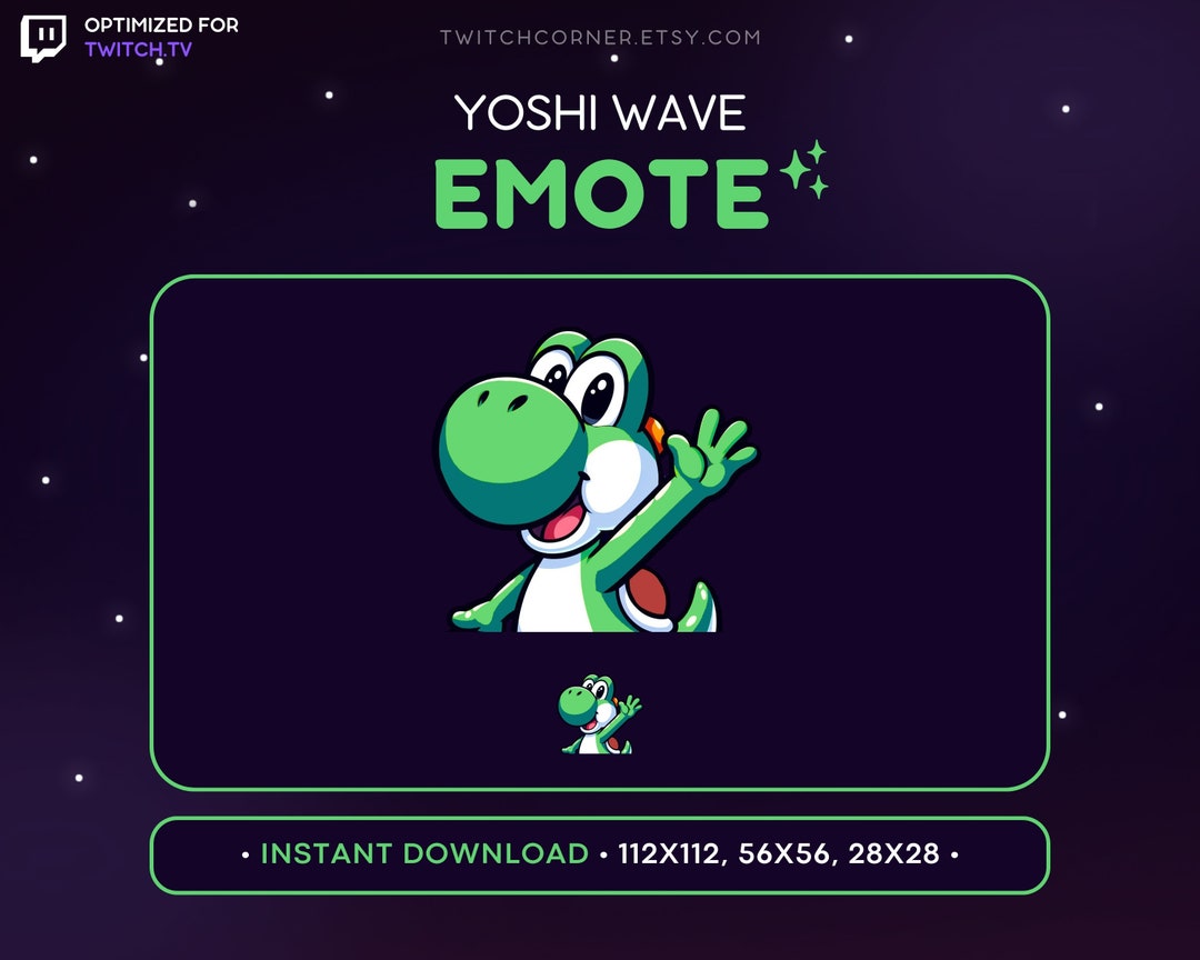Yoshi Twitch Emote Yoshi Wave Emote for Twitch Yoshi - Etsy