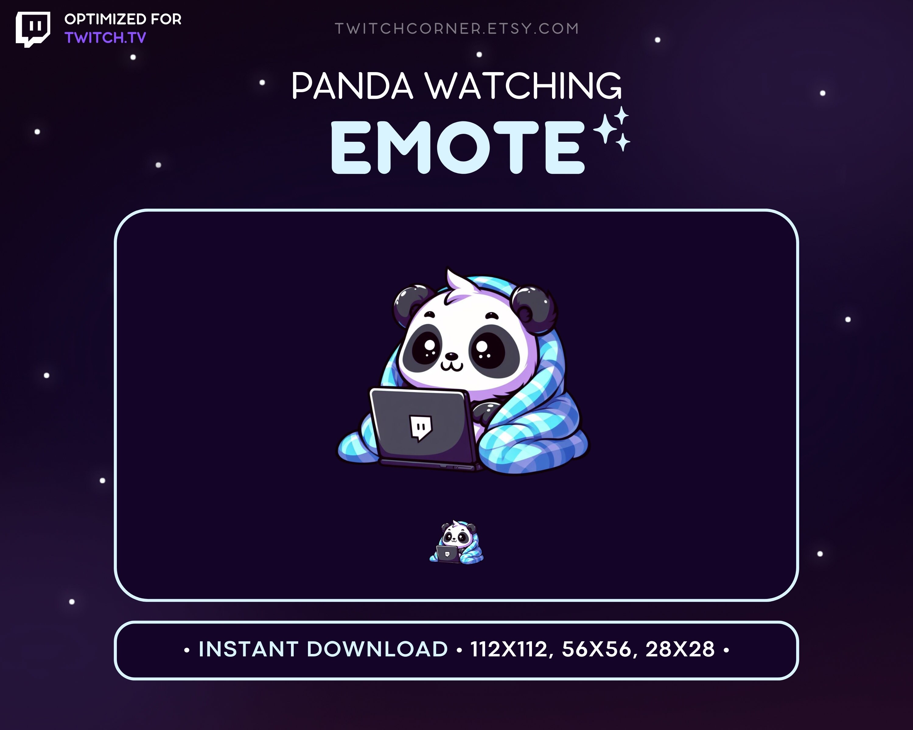 Cute Comfy Panda Twitch Emote Kawaii Panda Emote for Twitch Cute Lurk ...