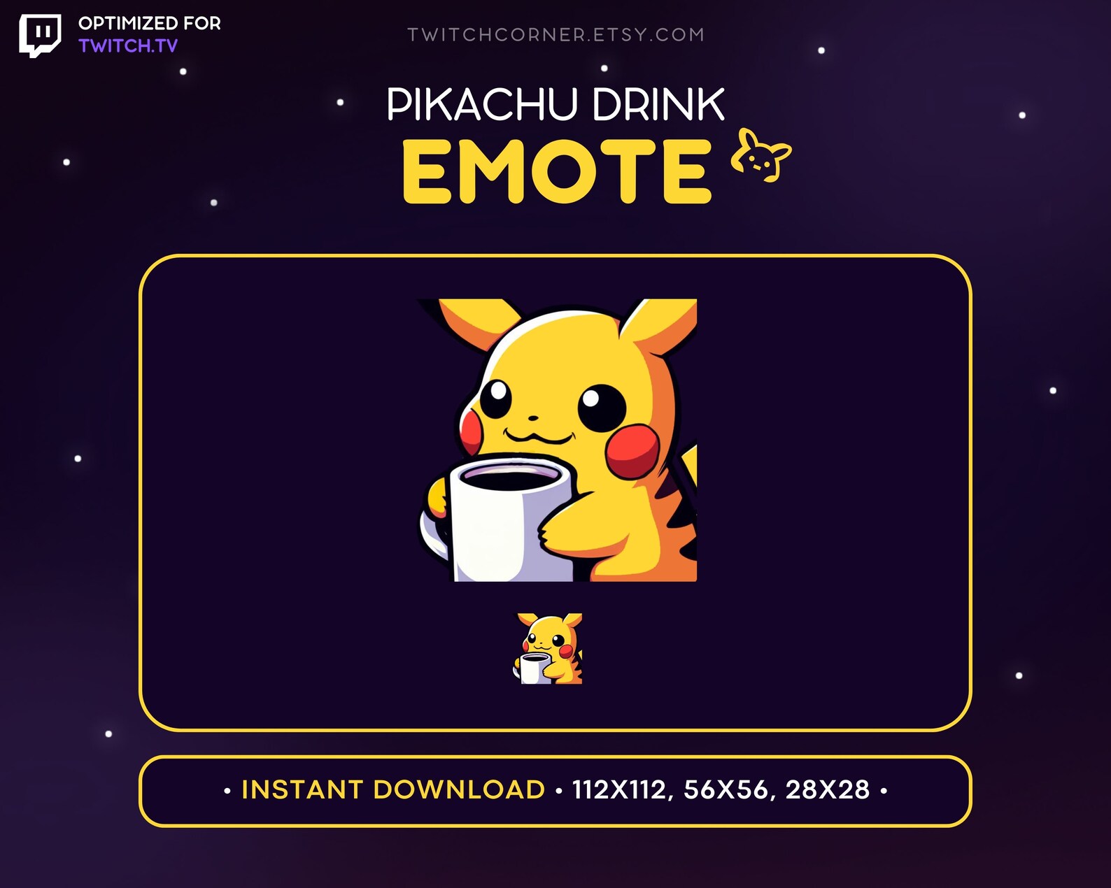 Drink Pikachu Twitch Emote Pokemon Emote, Pokemon Twitch Emote, Pikachu ...