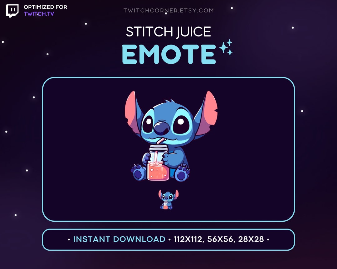 Juice Stitch Twitch Emote Cute Stitch Emote, Stitch Drinking Emote ...