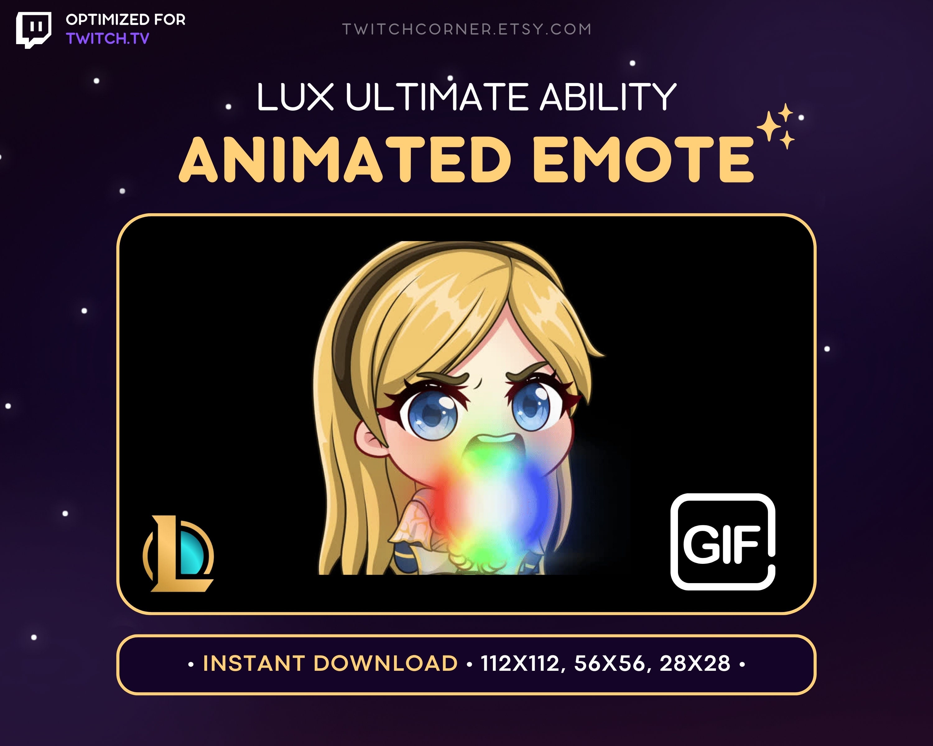 Gesto de Twitch animado de Lux Gesto de Lux Ult, Gesto de Twitch de League of Legends, Gesto de ...