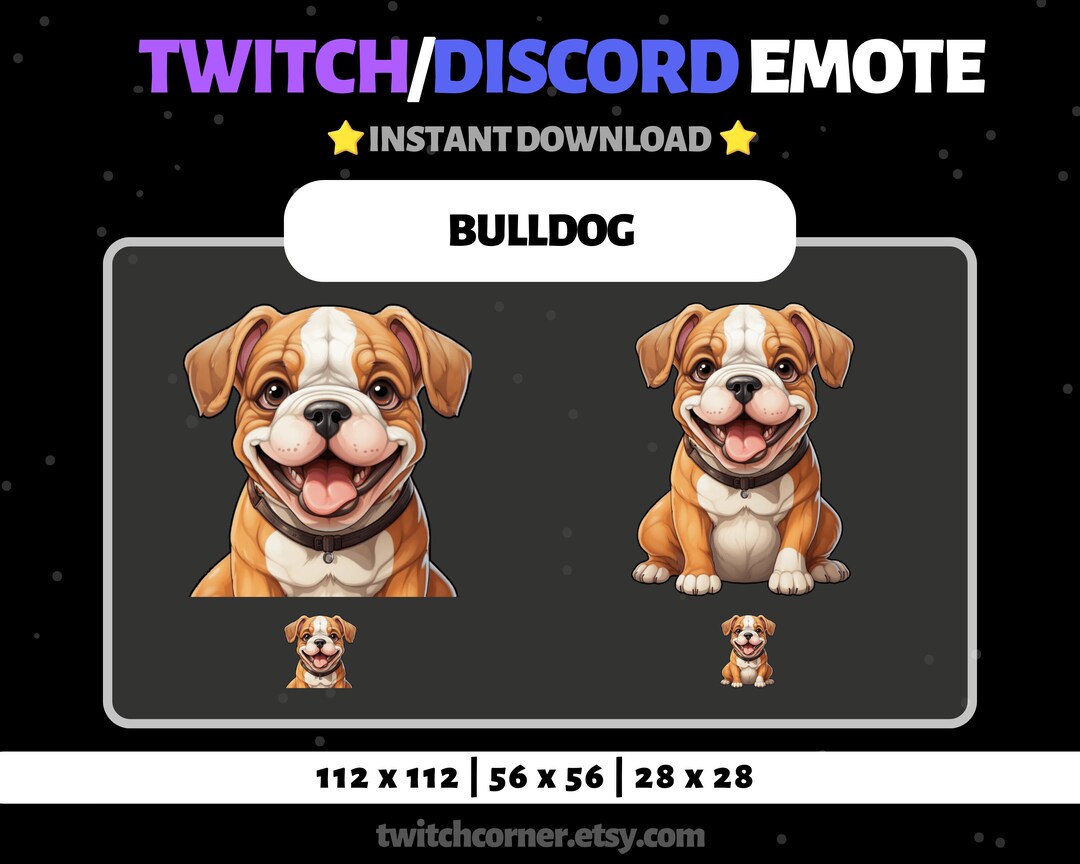 Bulldog Dog Emote for Twitch Discord Dog Twitch Emote Cute - Etsy