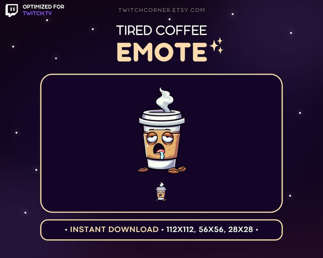 Emote de Twitch de taza de café cansado Gesto de café soñoliento, Twitch de gesto de café ...