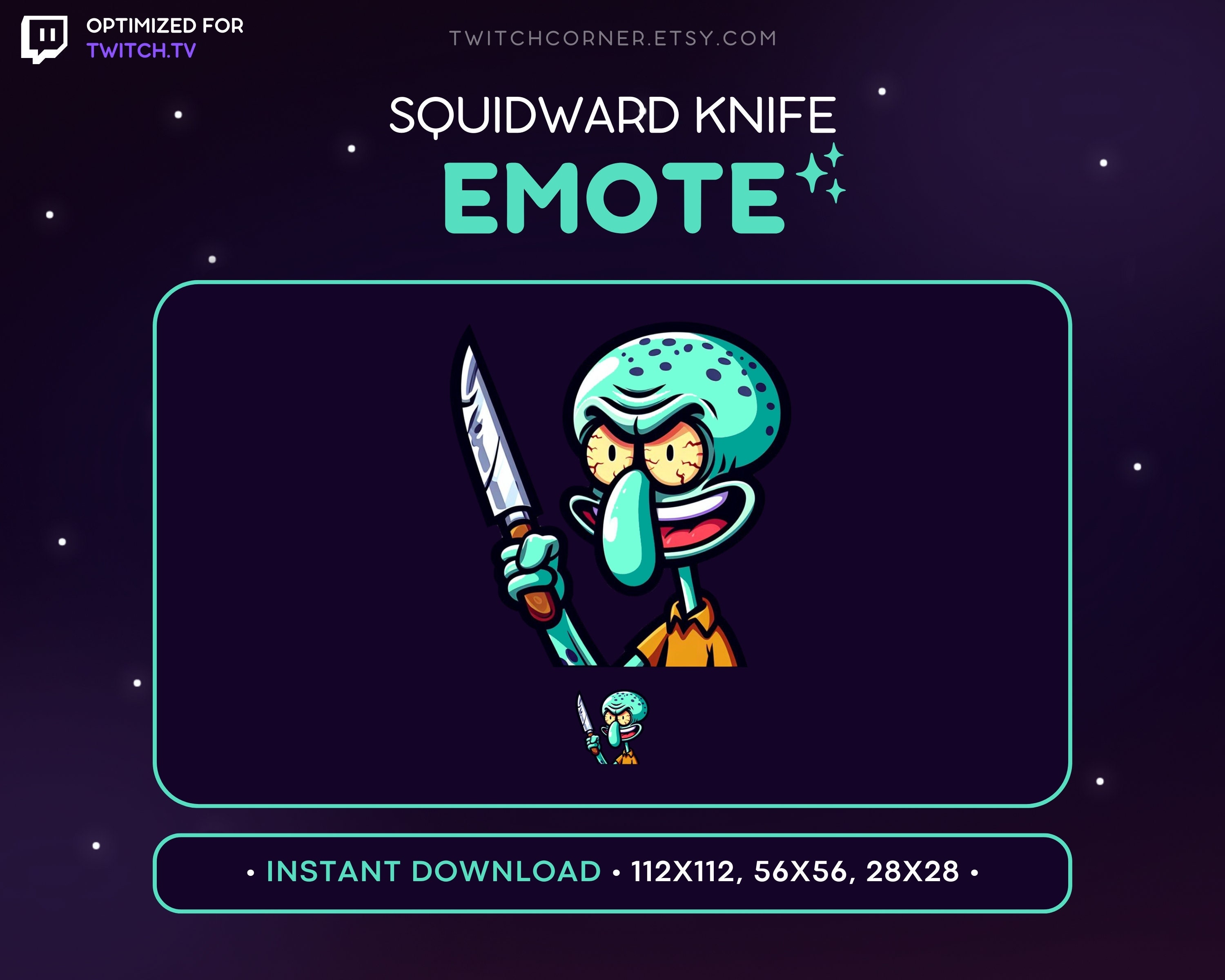 Squidward Emote Knife Squidward Twitch Emote, Squidward Discord Emote ...