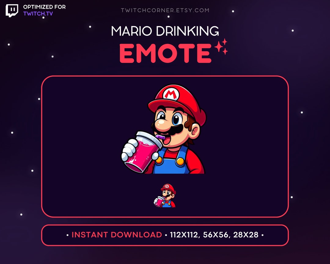 Mario Twitch Emote Mario Drink Emote for Twitch Mario - Etsy Australia