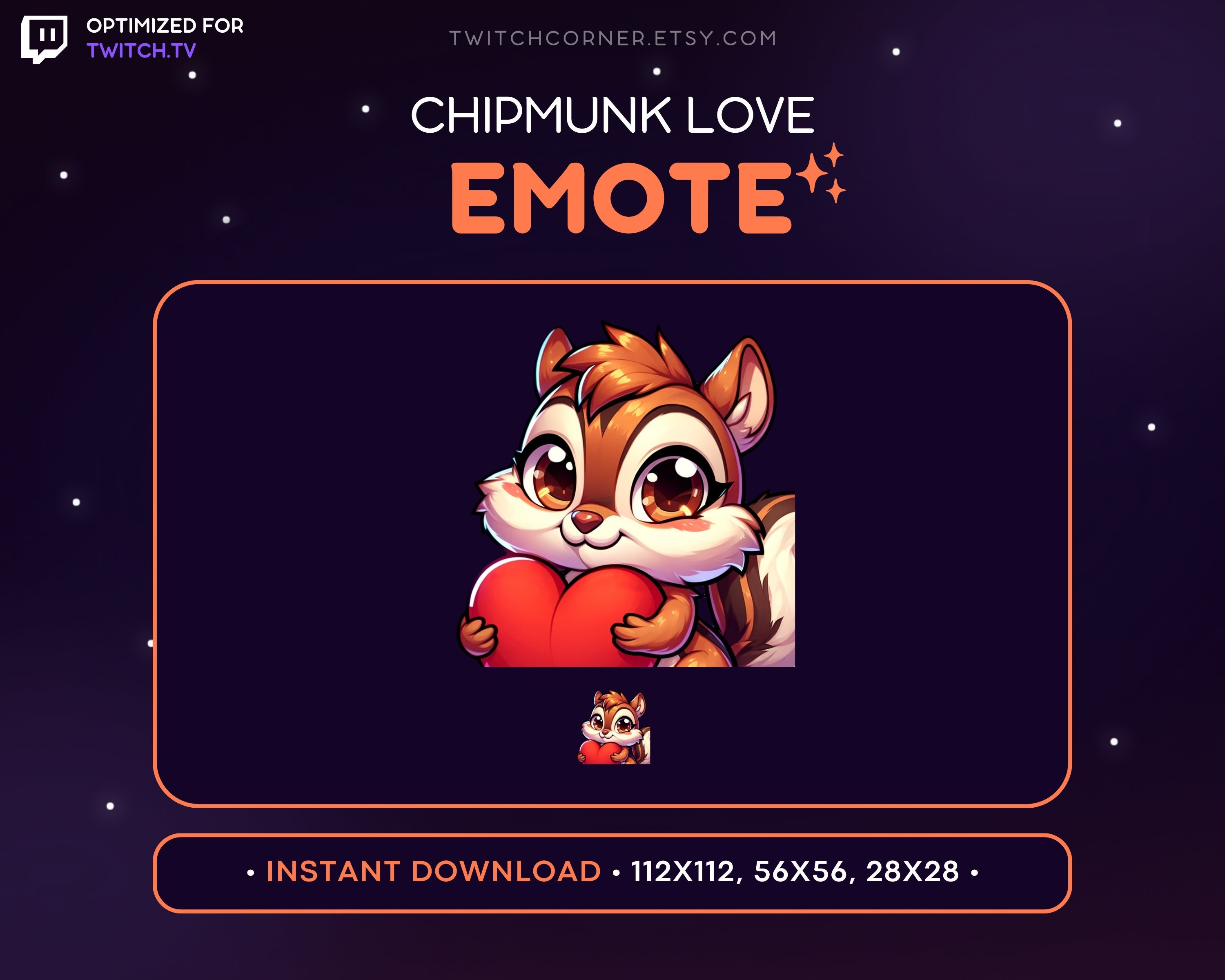 Cute Chipmunk Twitch Emote Chipmunk Emote for Twitch, Love Chipmunk ...