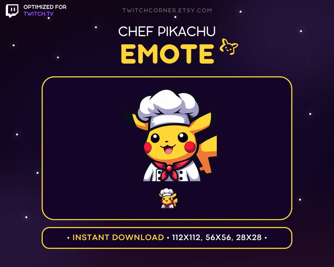 Chef Pikachu Twitch Emote Pokemon Emote, Pokemon Twitch Emote, Pikachu ...
