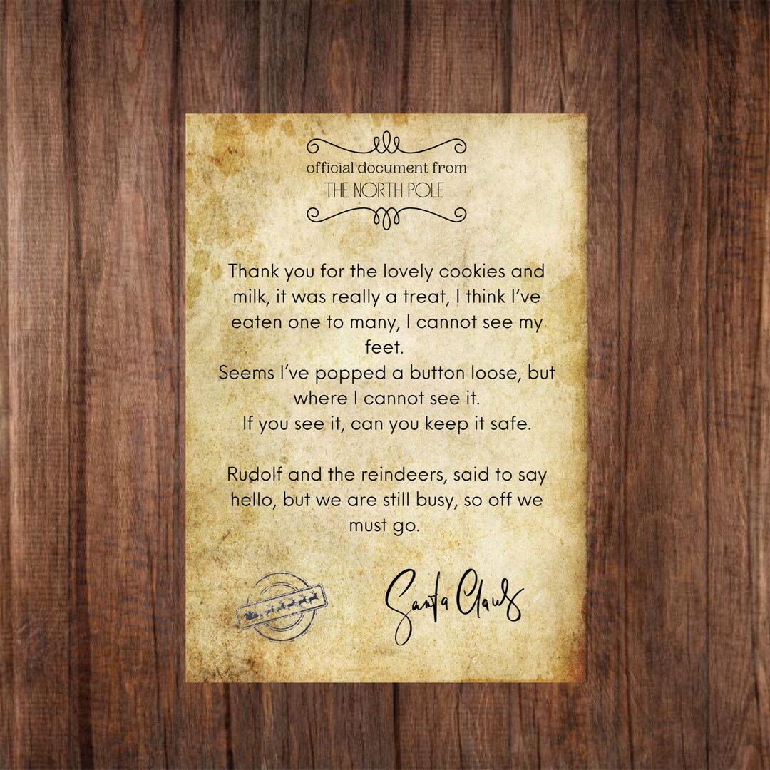 Santa’s Lost Button Poem Card - Download - Etsy