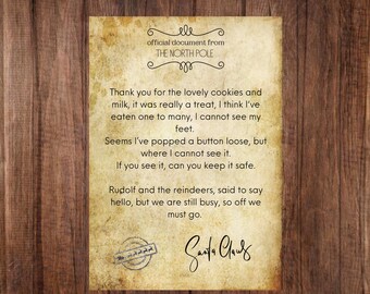 Printable Santa's Lost Button Poem Card/letter, Editable Santa's ...