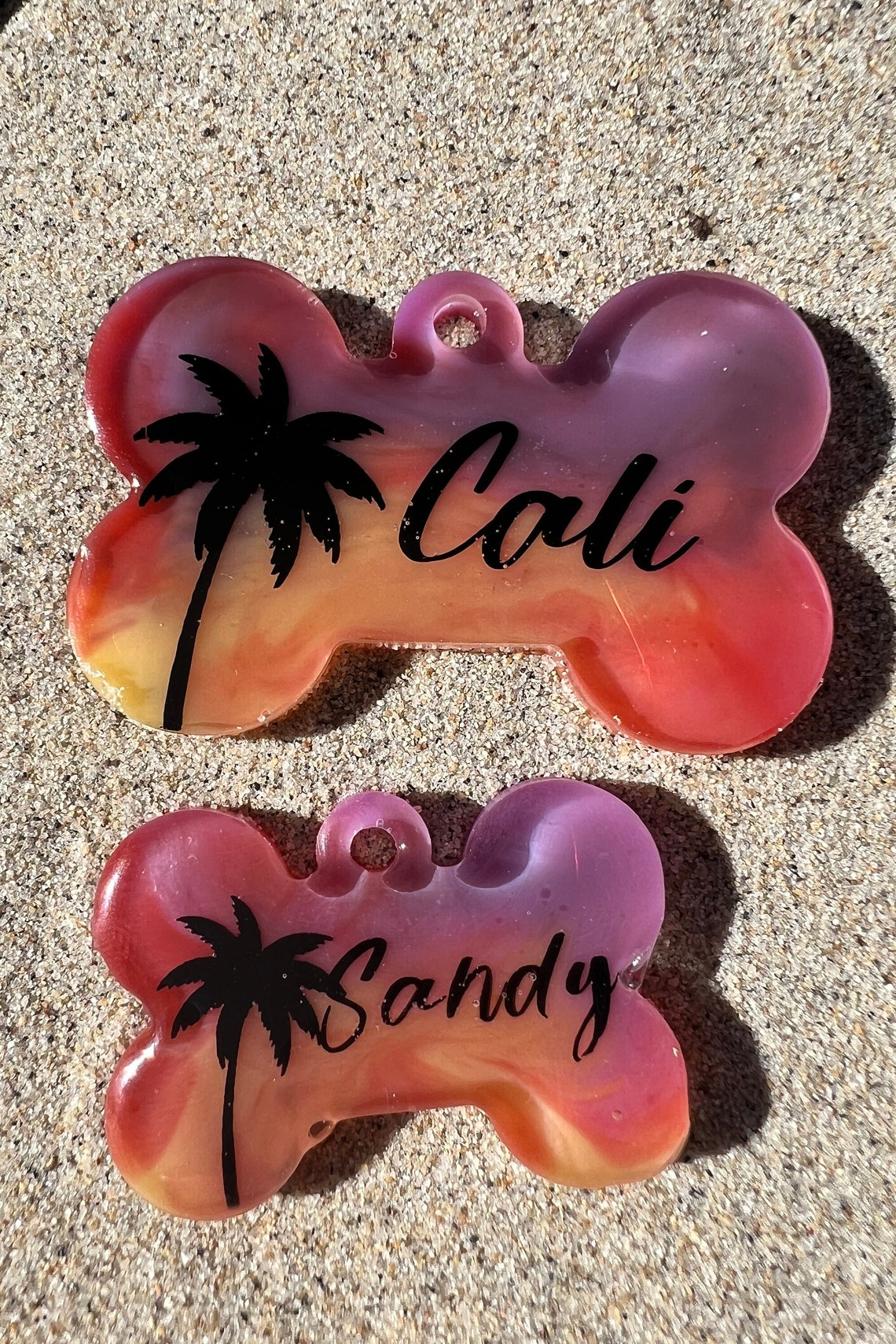 Beach Sunset Dog ID Tag• Personalized Pet ID Tag• Quiet Dog Tag• Beach ...