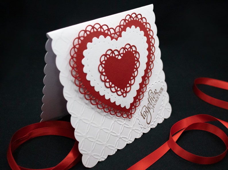 Handmade Card, Hearts, Lovehearts, Valentine's Day, Red and White ...