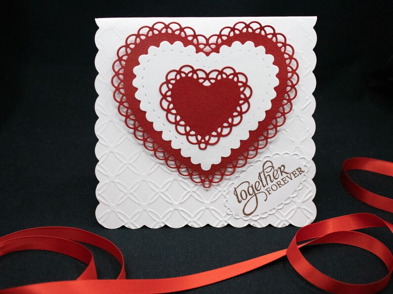 Handmade Card, Hearts, Lovehearts, Valentine's Day, Red and White ...