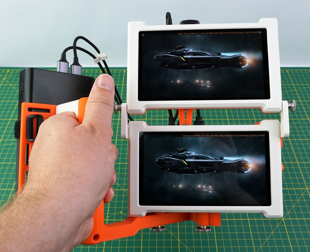 5.5 Dual Display Raspberry Pi 4 Computer Housing With Power Handle and ...