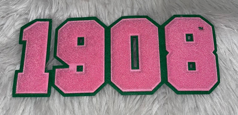 1908 Patch|pink and Green| Pretty Girls| Iron on Patch|number Patch|aka ...