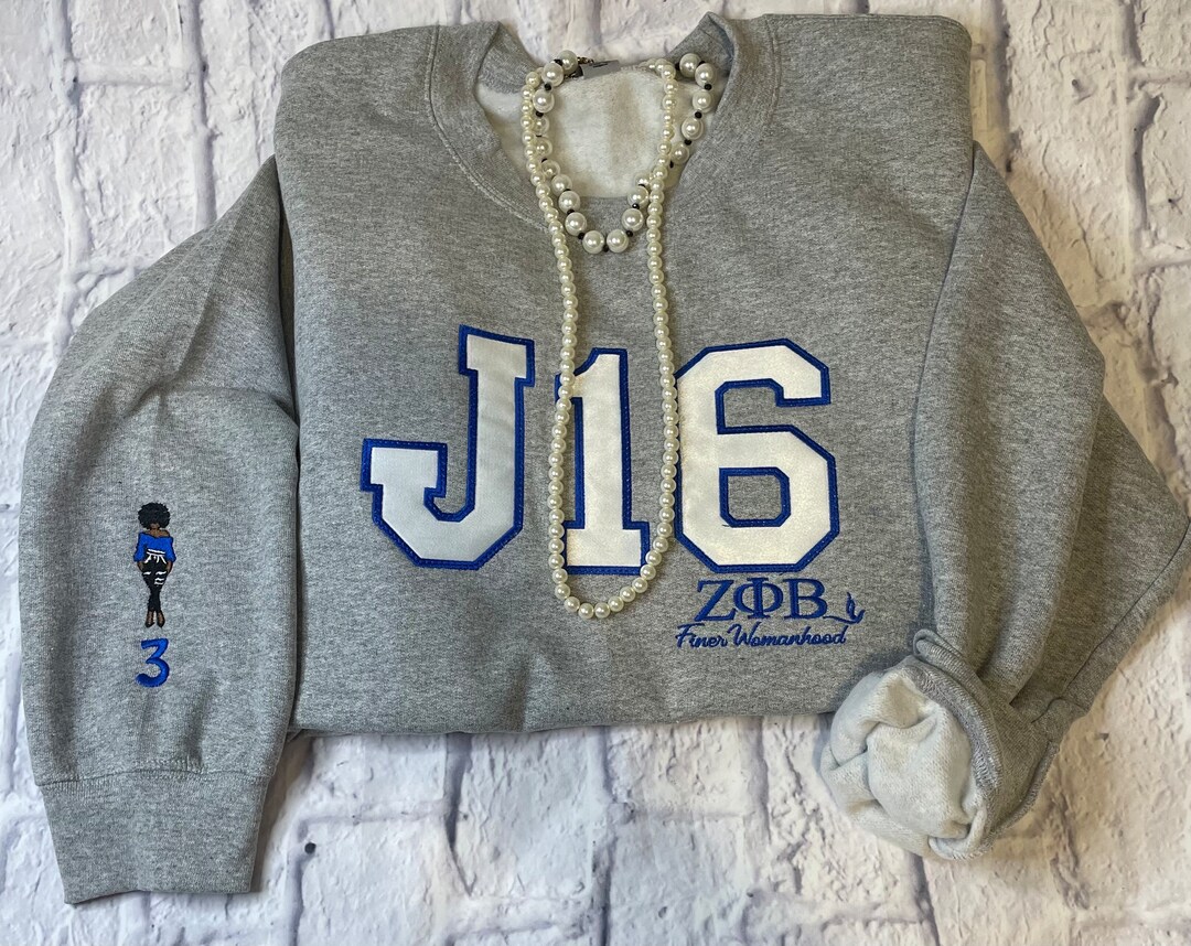 J16 Embroidered Sweatshirt, Sorority,j16, Founders Day, Zeta Phi Beta ...