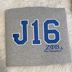 J16 Embroidered Sweatshirt, Sorority,j16, Founders Day, Zeta Phi Beta ...