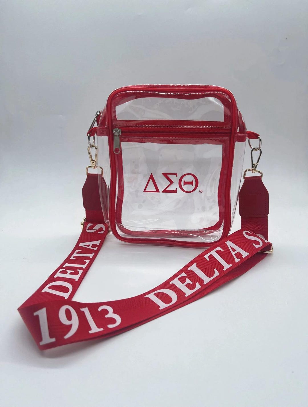 Delta Sigma Theta Adjustable Purse Strap and Clear Purse. - Etsy