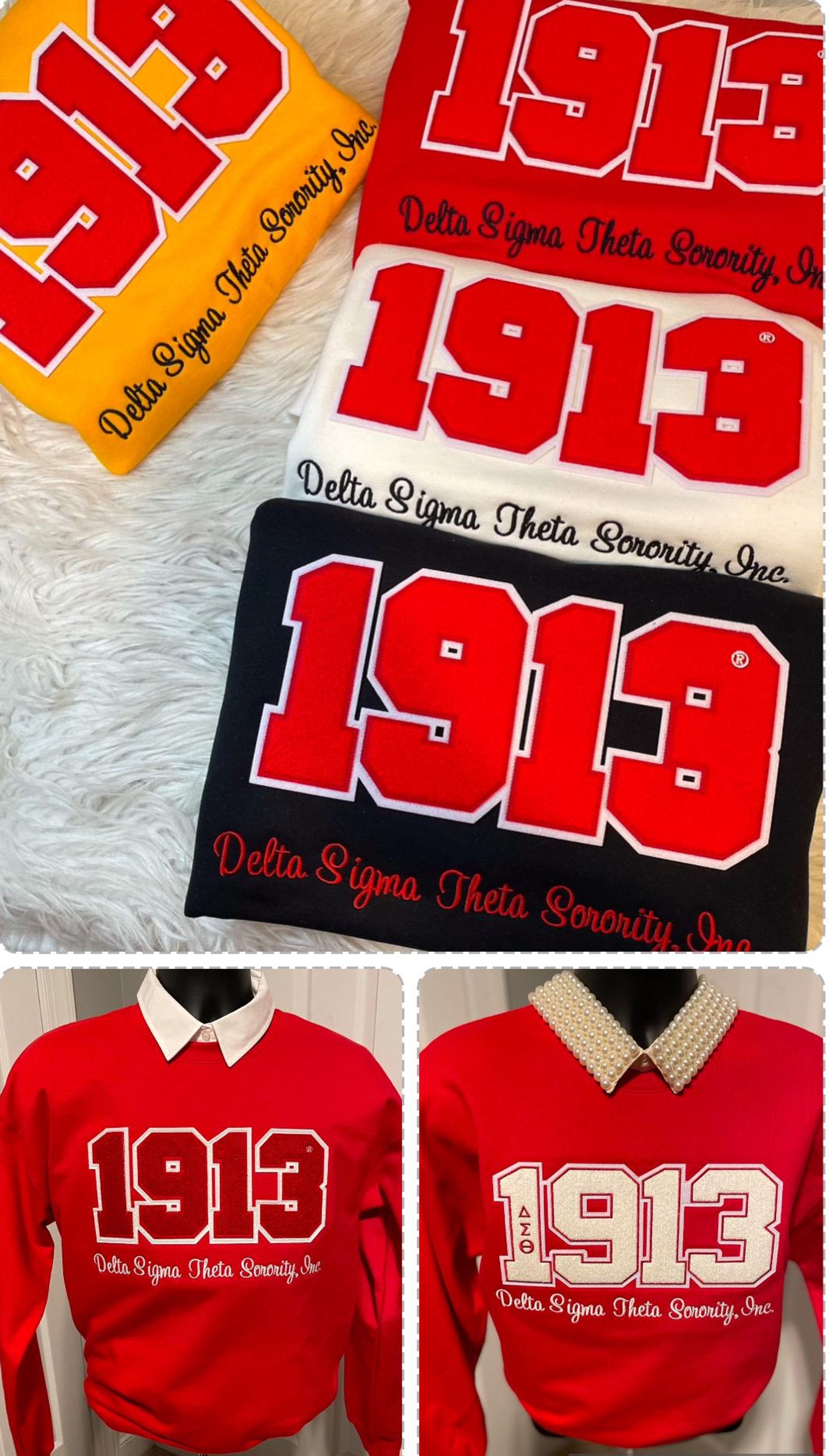 Delta Sigma Theta Sweatshirt , 1913, J13, Sorority, Delta Embroidered ...