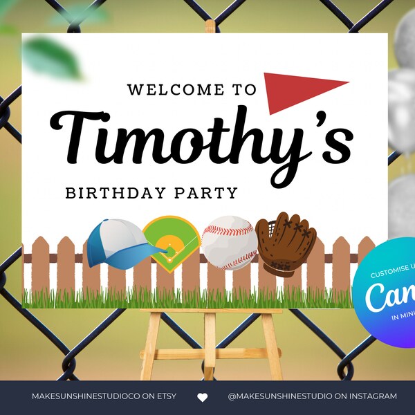 Baseball Party Large Sign - Etsy