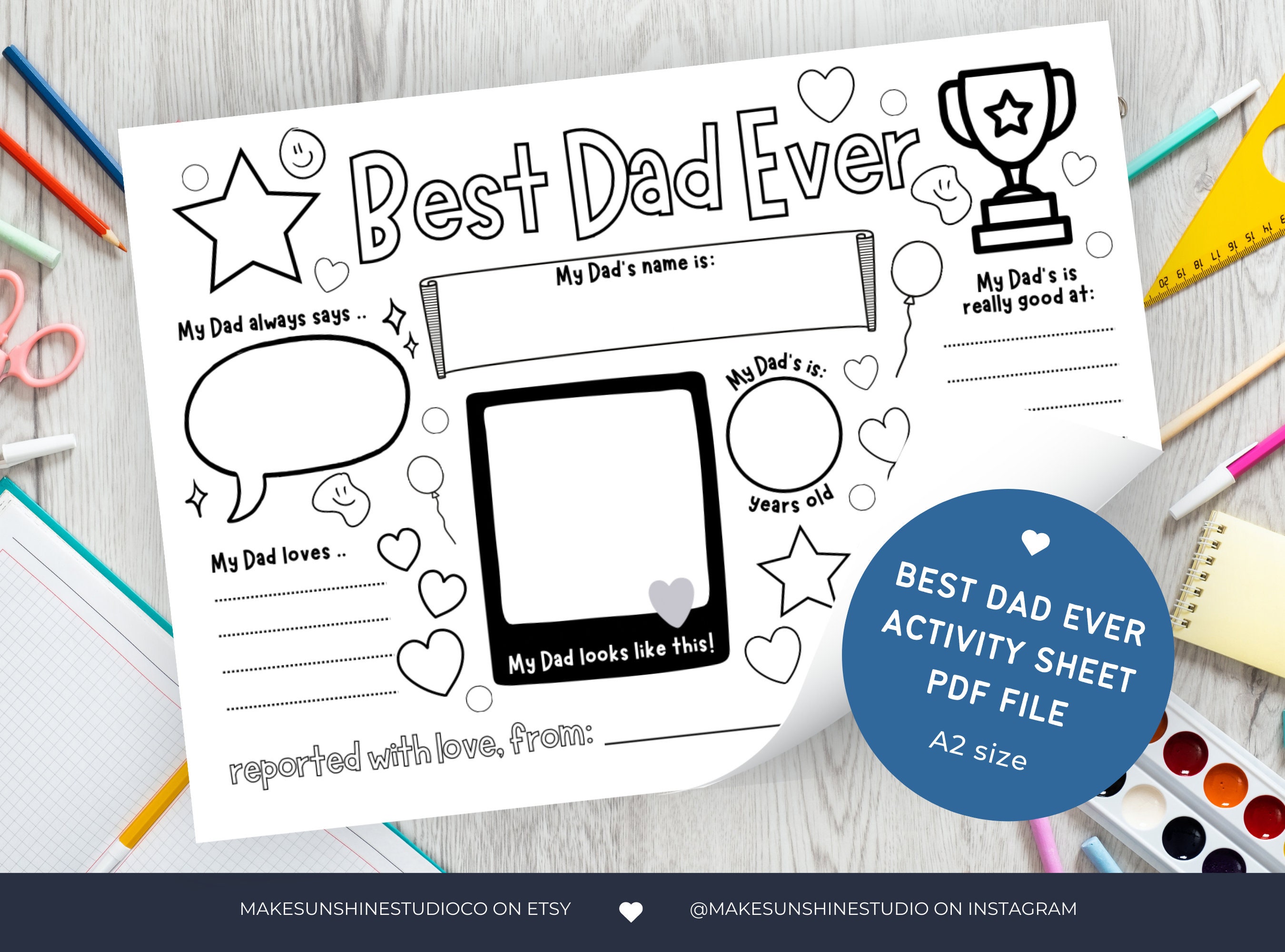Fathers Day Printable Coloring Page Printable All About Dad Fill in ...